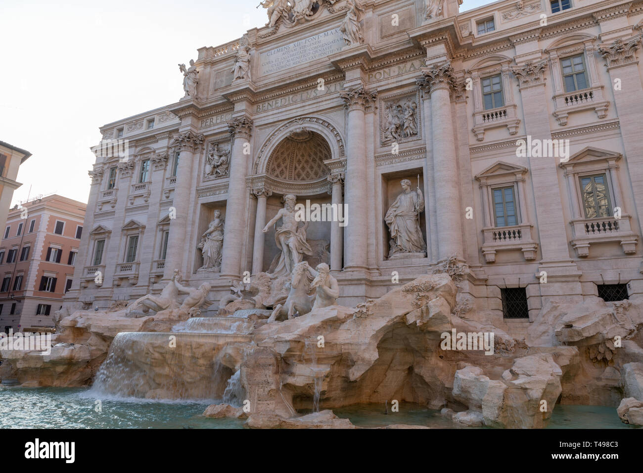 Panoramic view of Trevi Fountain in the Trevi district in Rome, Italy ...