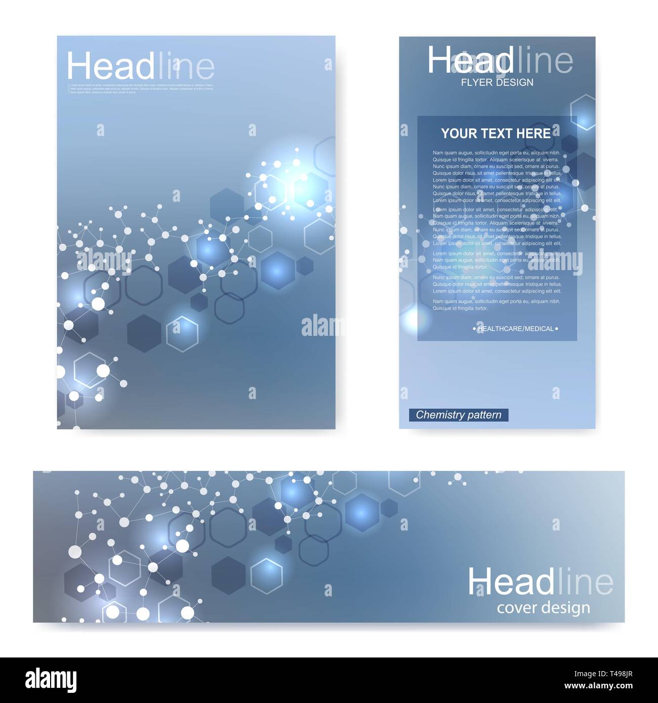 Set flyer, brochure size A4 template,banner. Molecular structure with ...