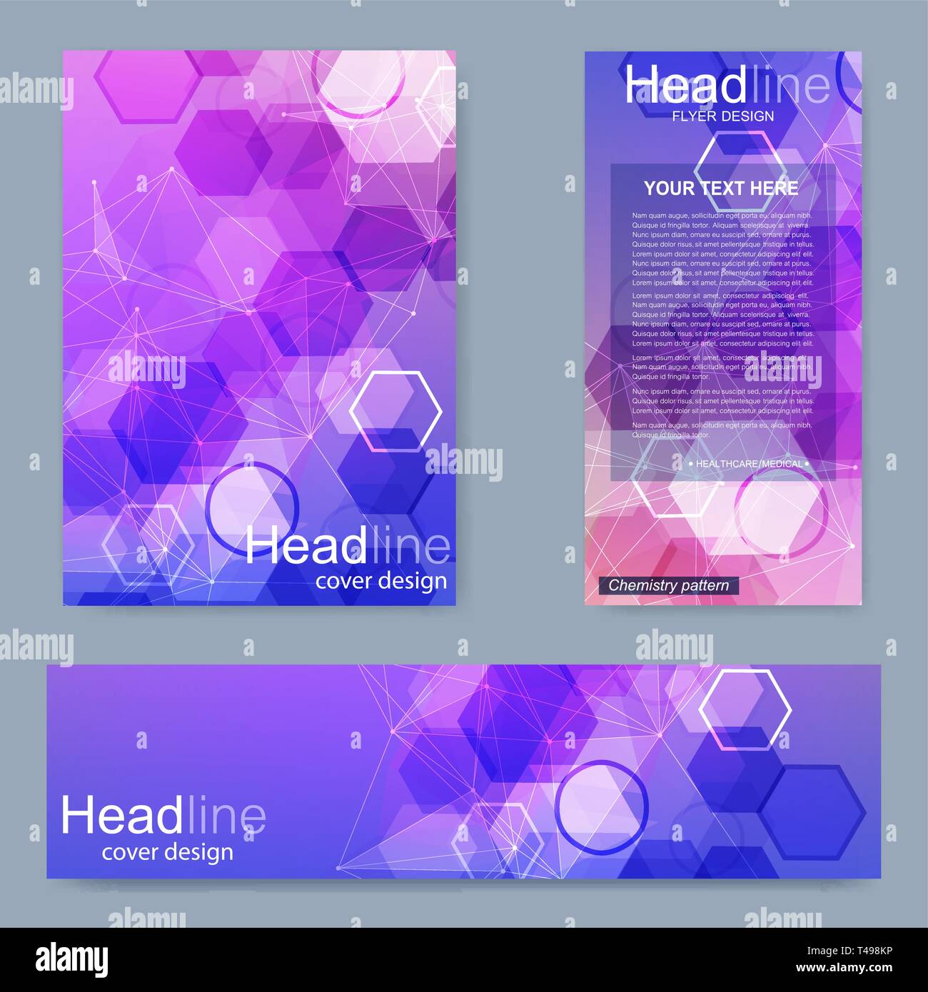 Set flyer, brochure size A4 template,banner. Molecular structure with ...