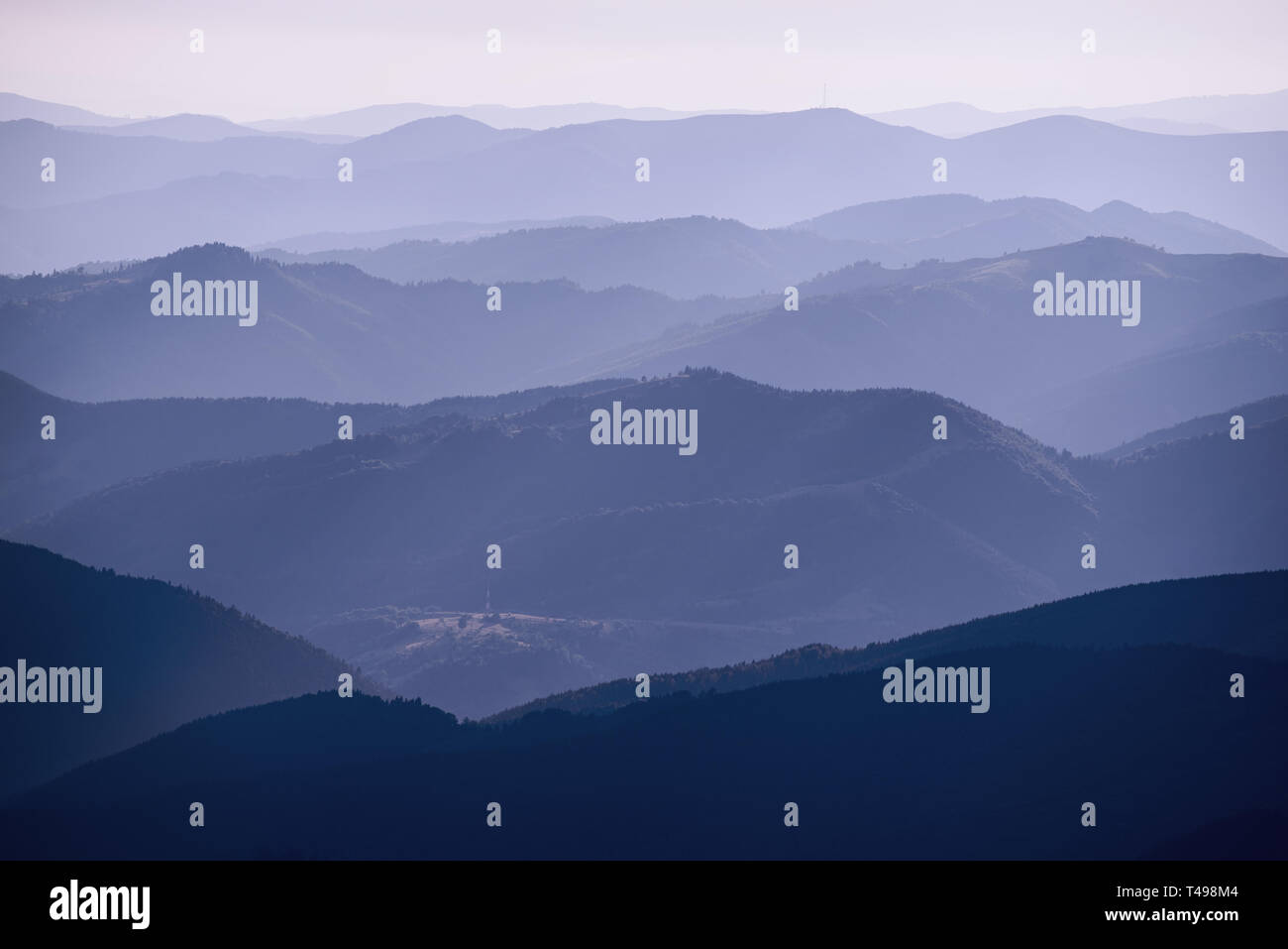 Carpathian mountains summer sunset landscape with abstract gradient of ...