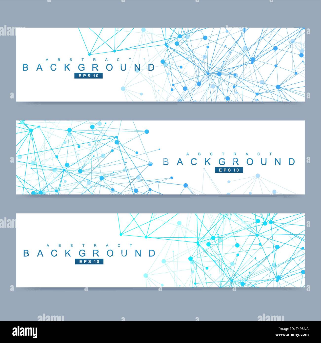 Scientific set of modern vector banners. DNA molecule structure with ...