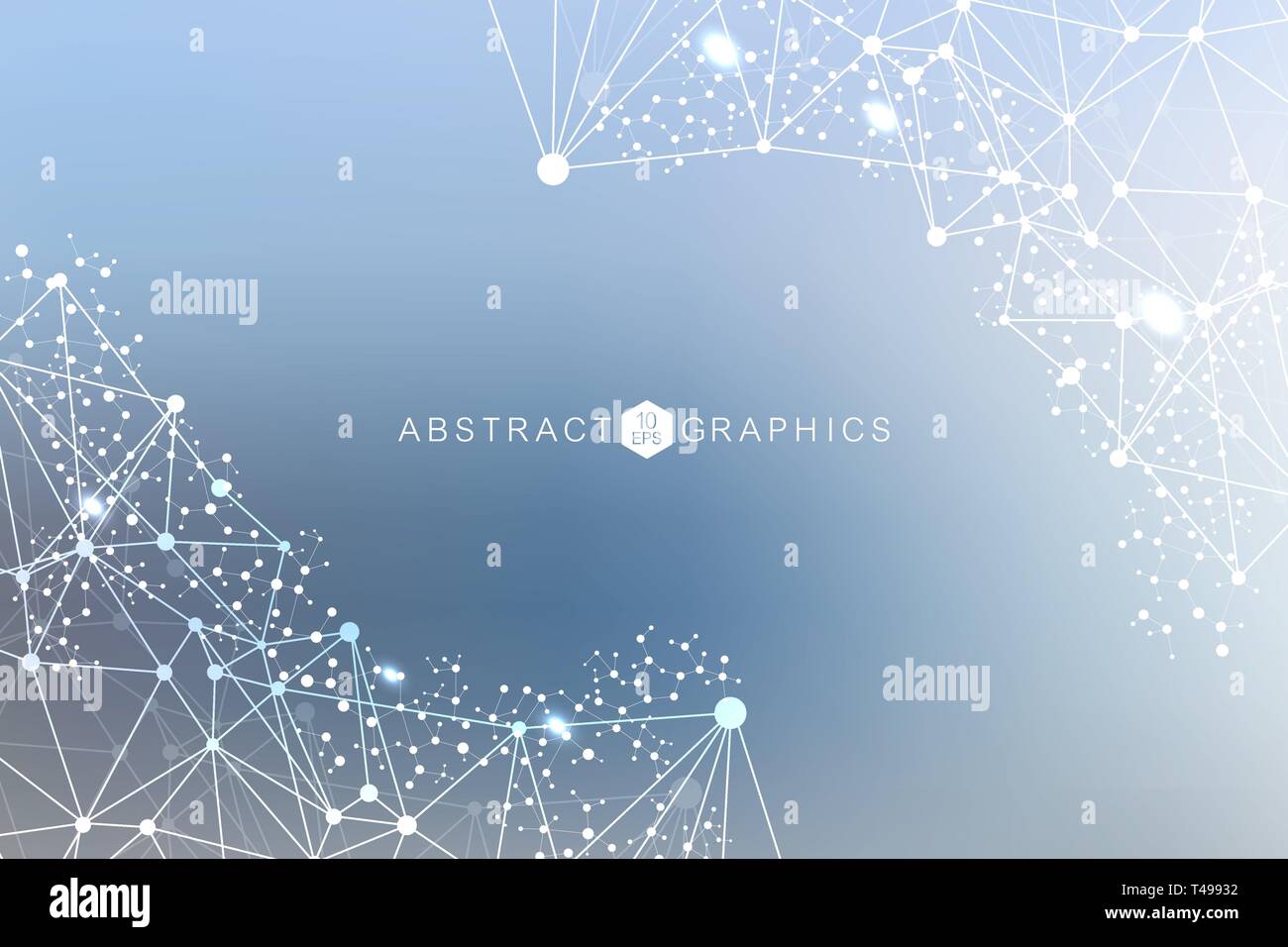 Science network pattern, connecting lines and dots. Technology hexagons ...
