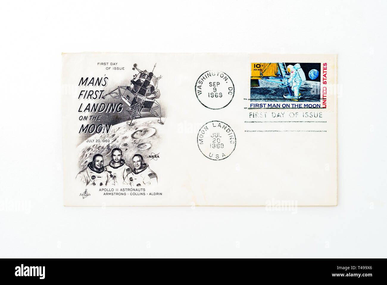 Commemorative Apollo 11 moon landing stamp from 1969 Stock Photo - Alamy