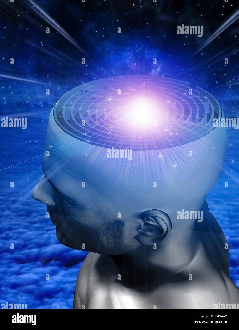 Maze inside man head. Labyrinth Mind Stock Photo - Alamy