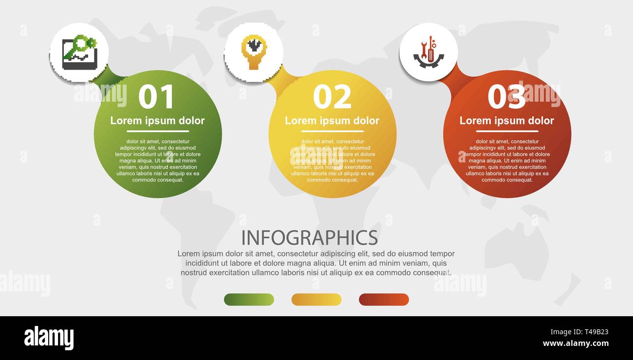 Modern 3D vector illustration. Circular infographic template with three ...