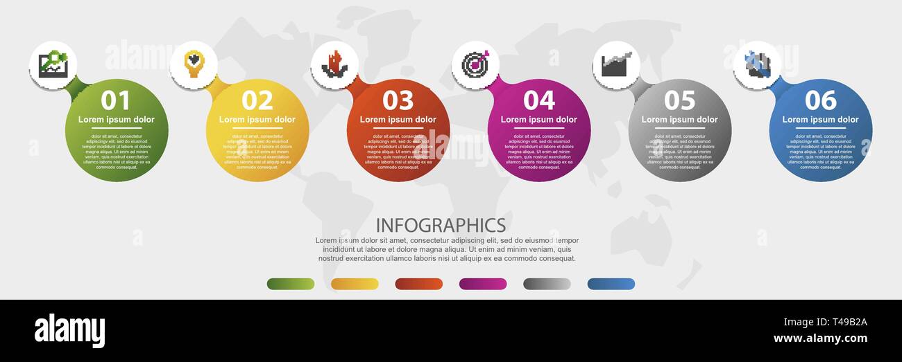 Modern 3D vector illustration. Circular infographic template with six ...