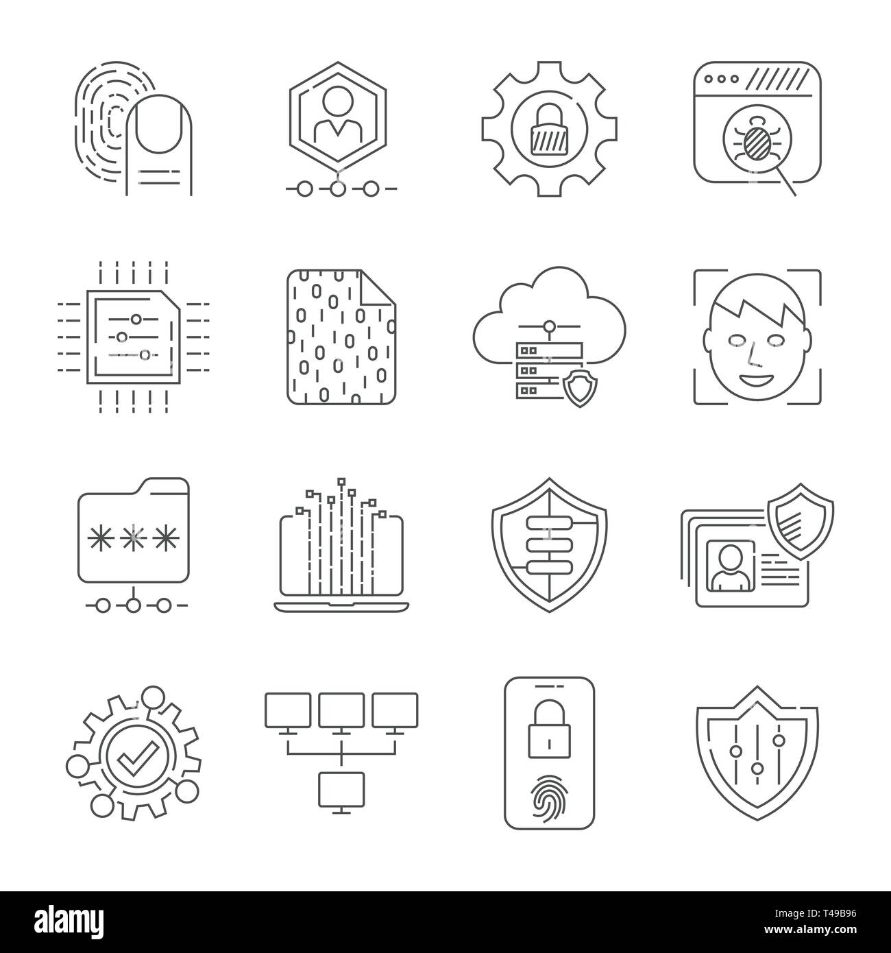 Modern digital technologies. Face recognition, fingerprint scanner ...