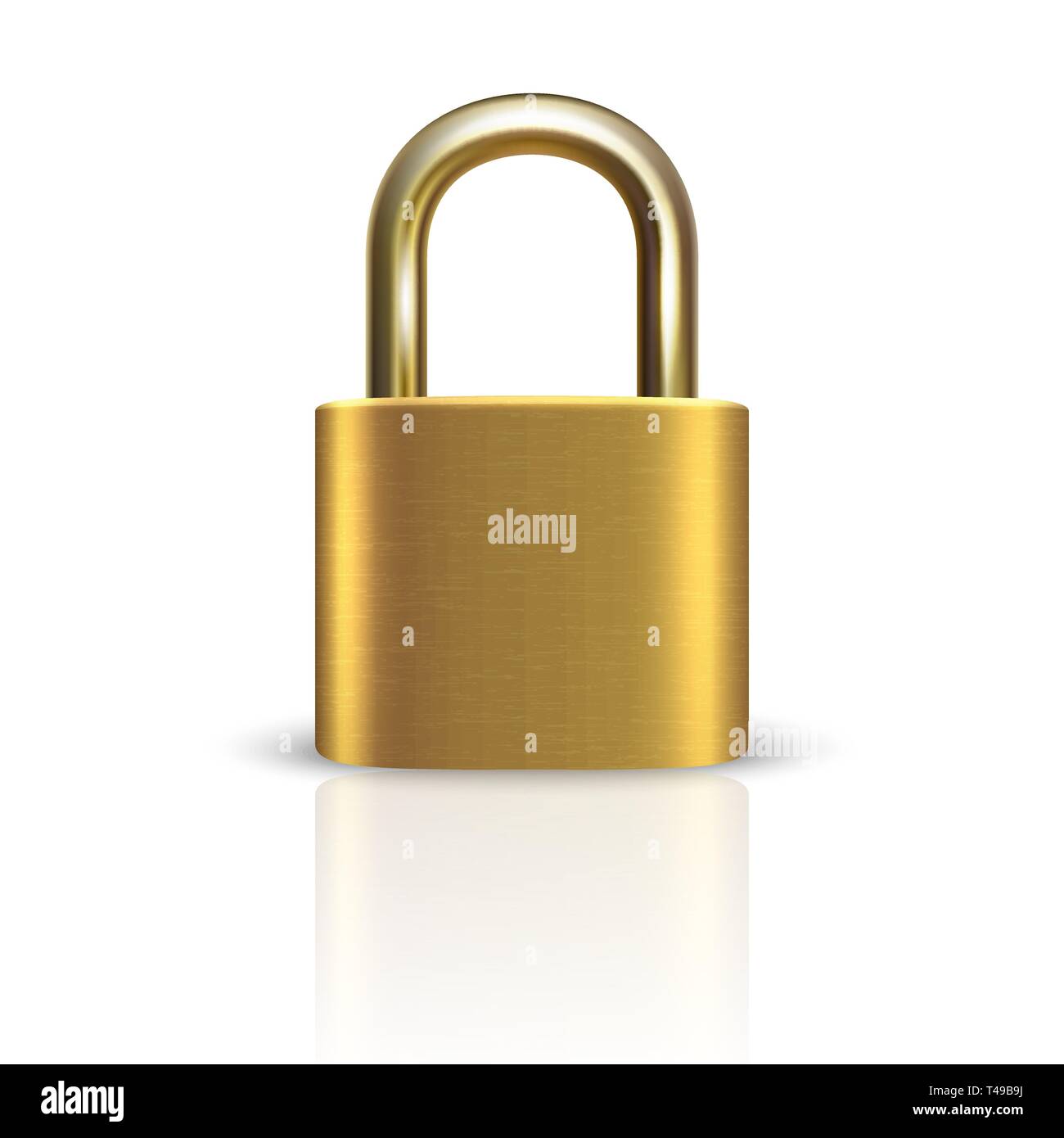 Vector 3d Realistic ClosedMetal Golden Padlock Icon Closeup Isolated on ...