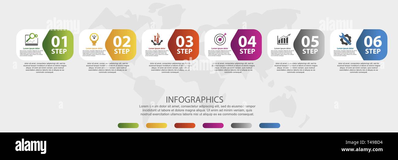 Modern 3D vector illustration. Infographic template with six elements ...