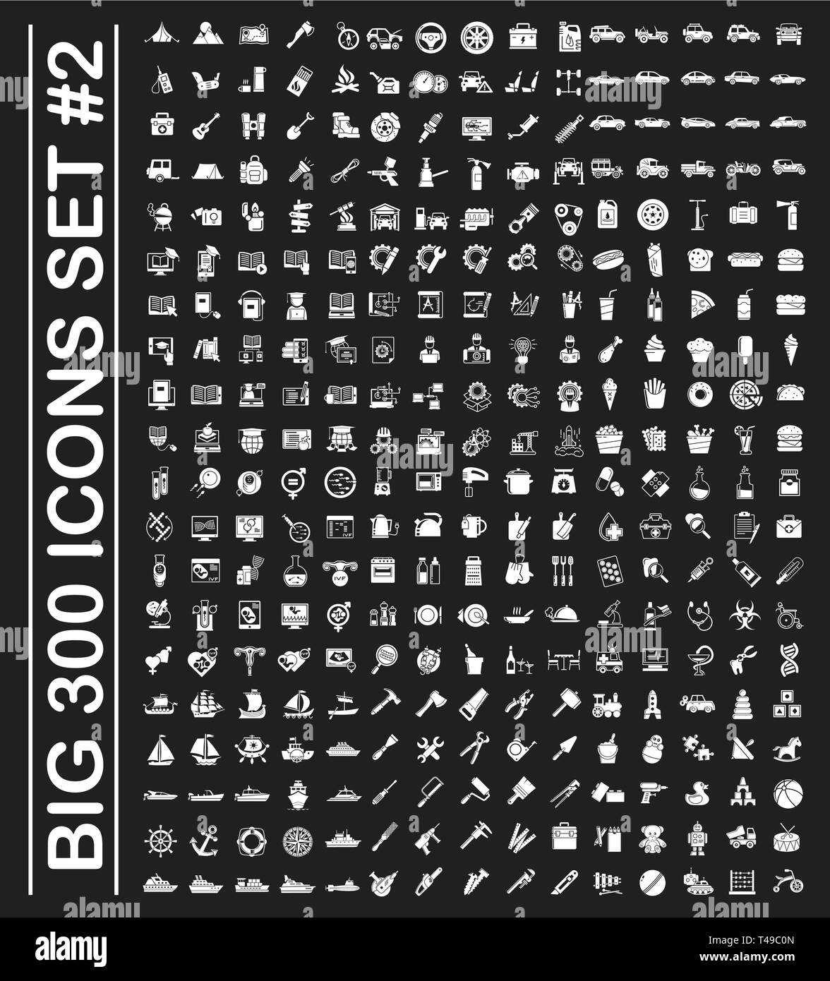 Big 300 icons set on background for graphic and web design. Simple ...