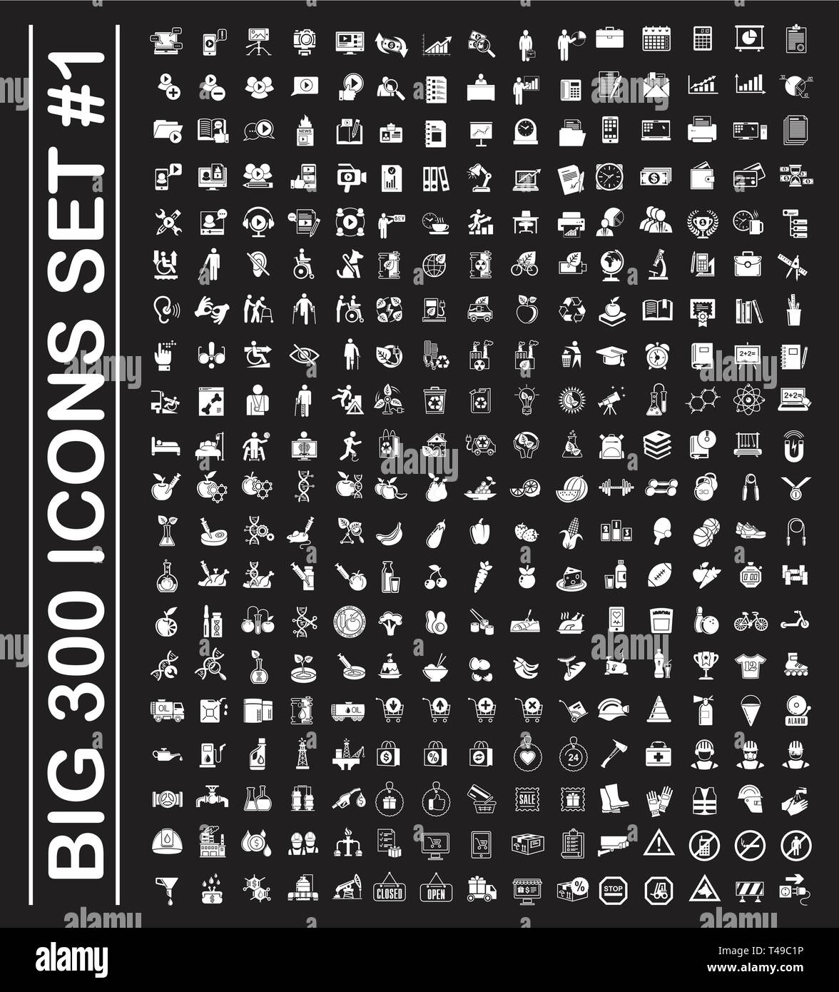 Big 300 icons set on background for graphic and web design. Simple ...