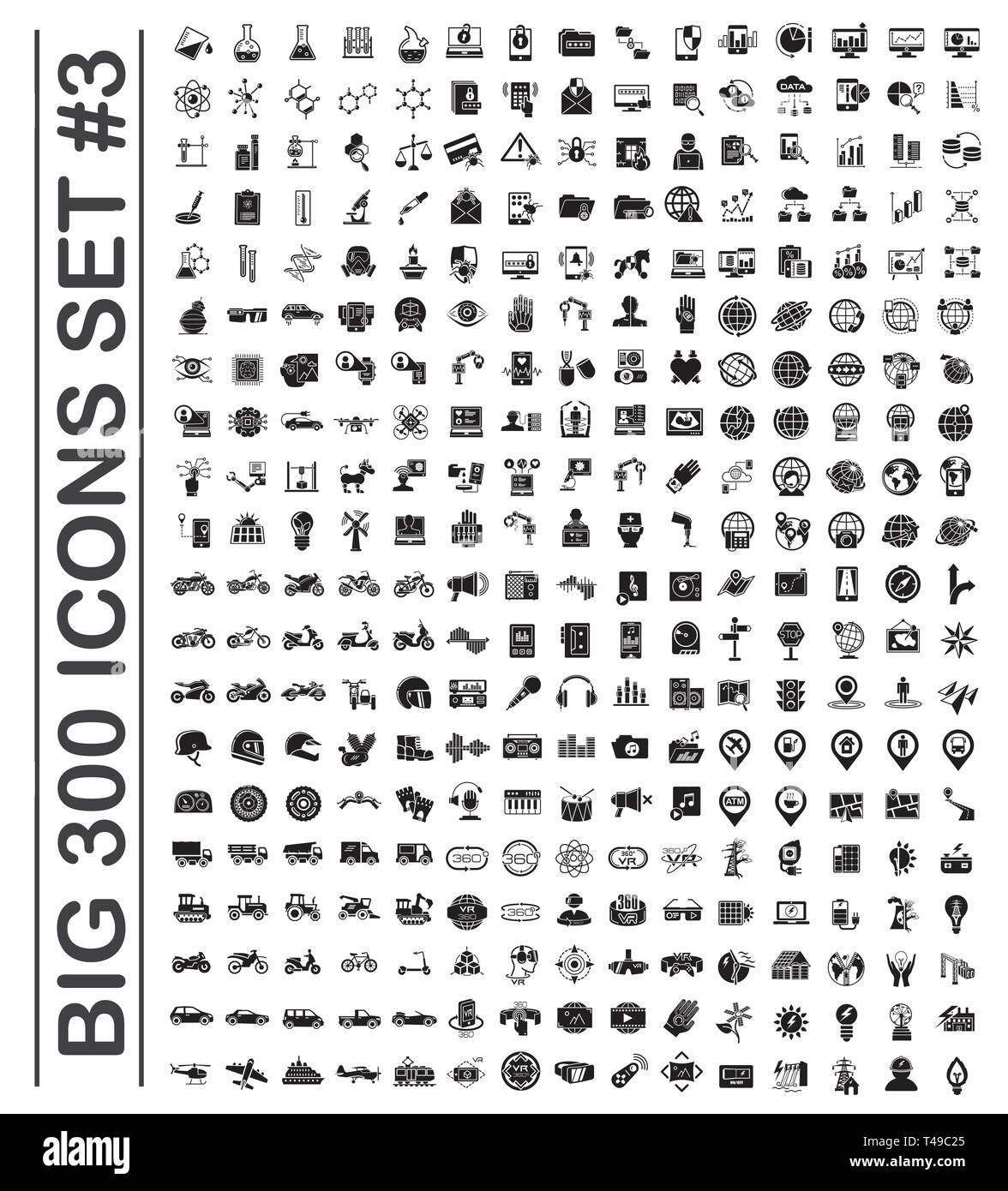 Big 300 icons set on background for graphic and web design. Simple ...