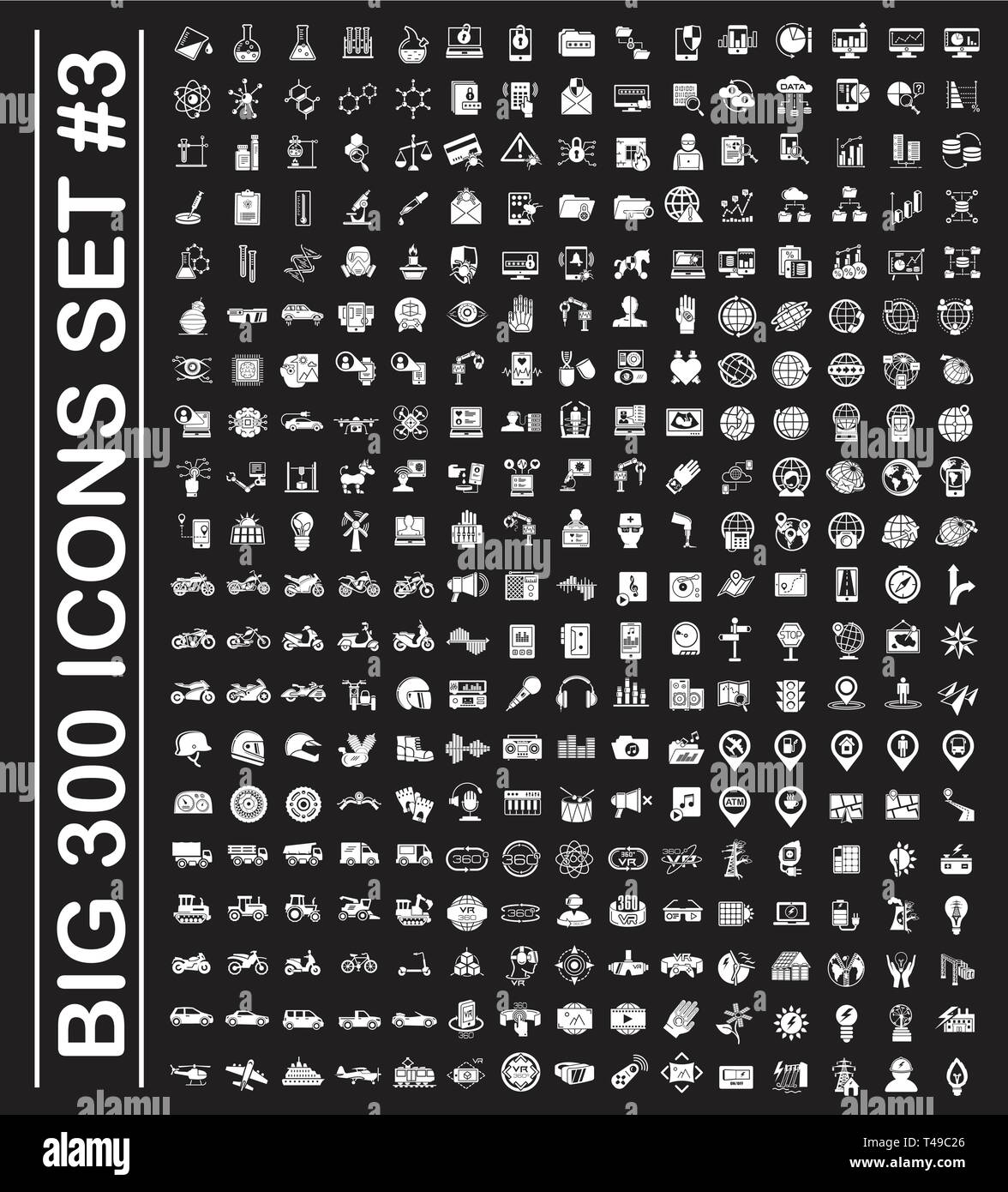 Big 300 icons set on background for graphic and web design. Simple ...