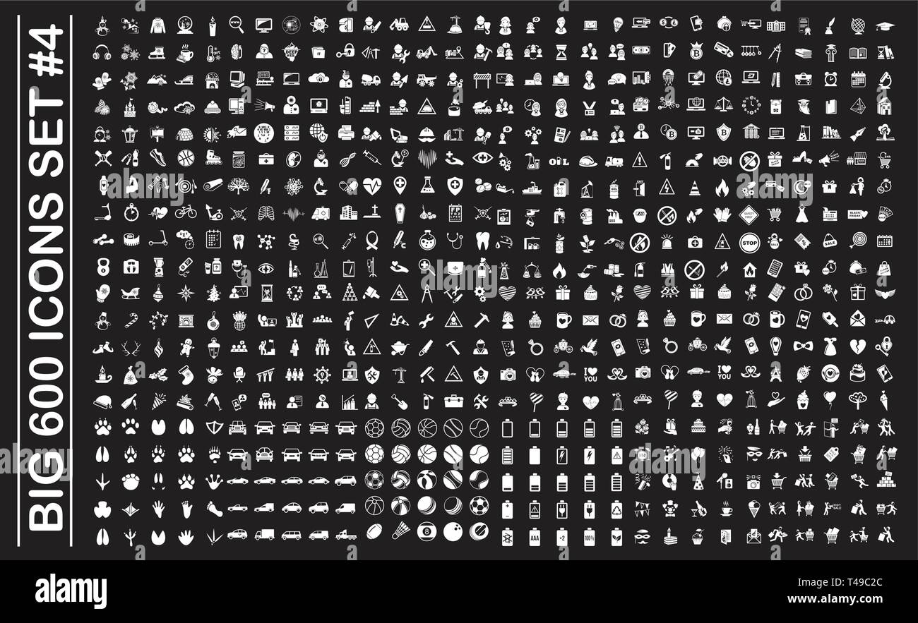 Big 600 icons set on background for graphic and web design. Simple ...