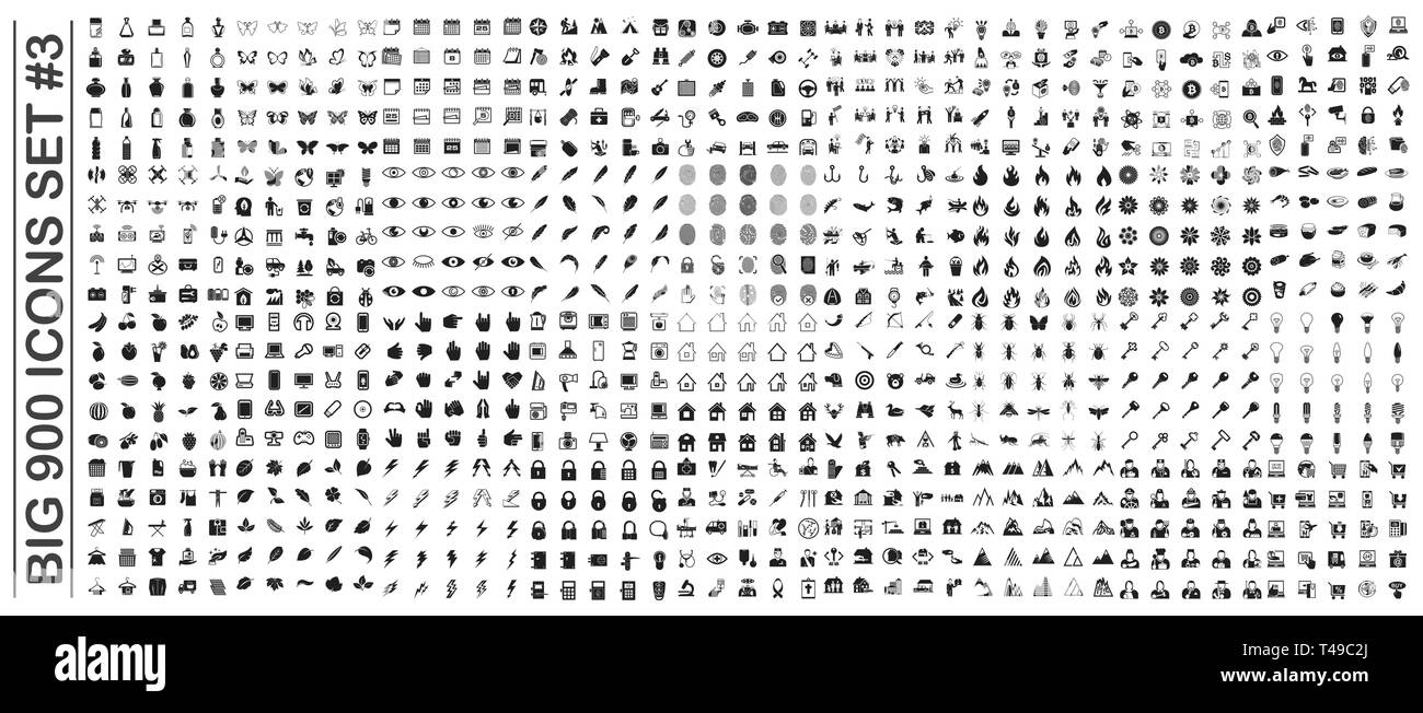 Big 900 icons set on background for graphic and web design. Simple ...