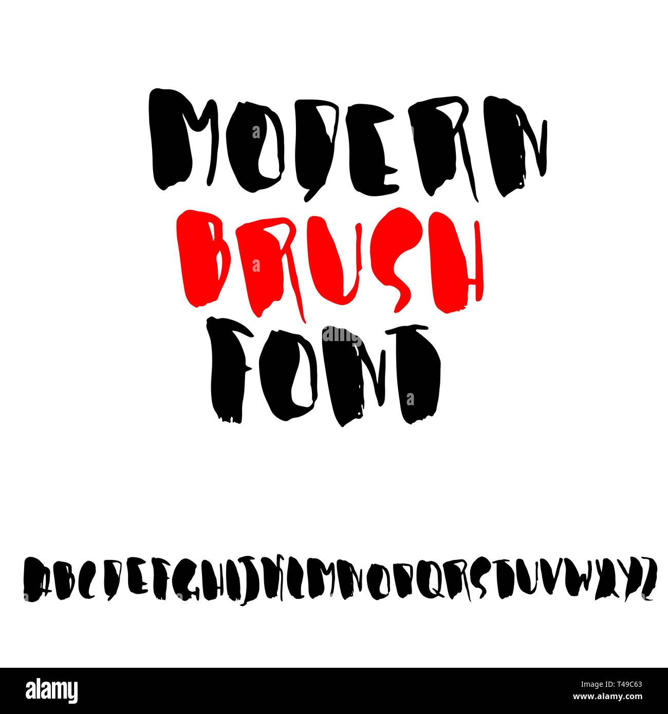 Hand drawn font made by dry brush strokes. Grunge style alphabet ...