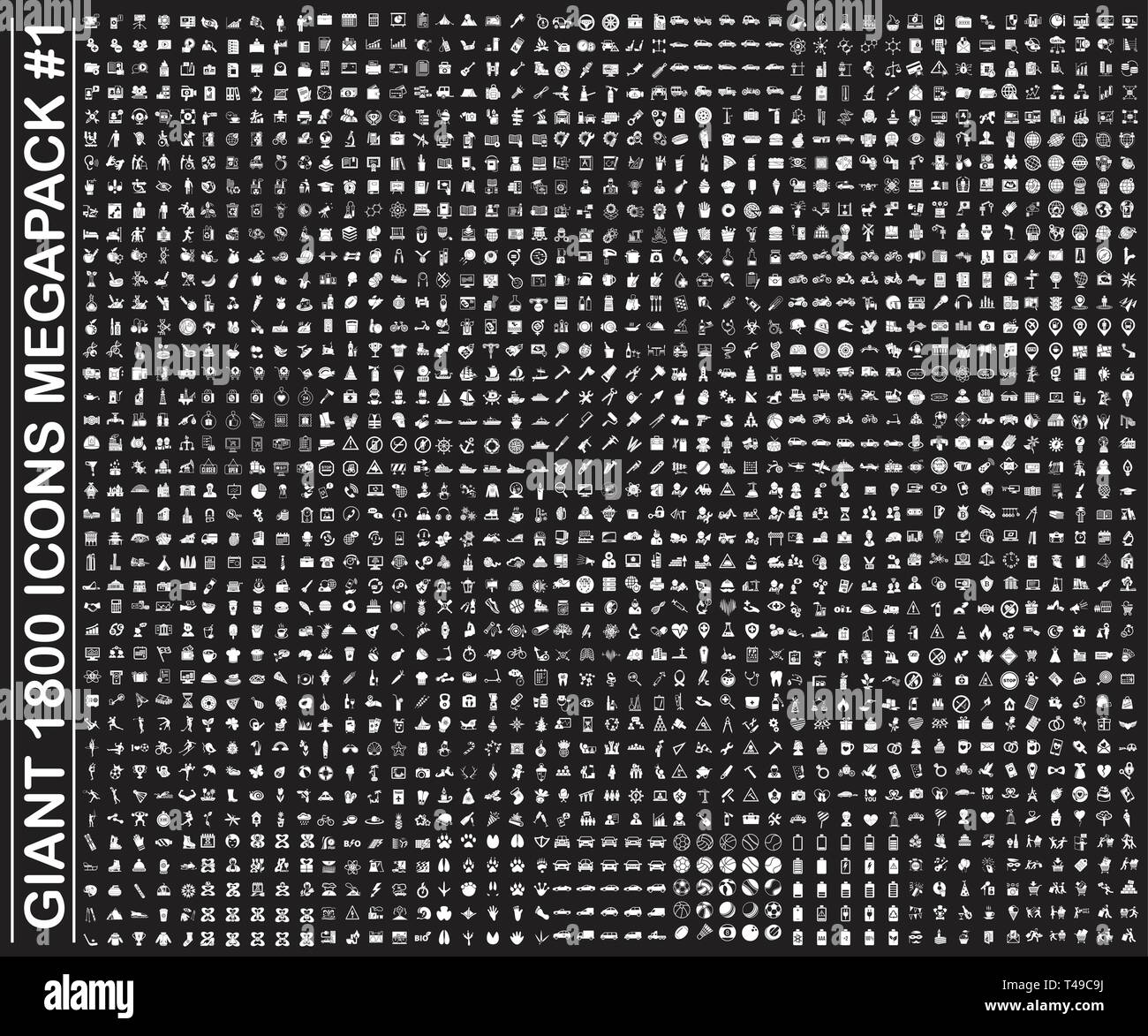 Big 1800 icons set on background for graphic and web design. Simple ...