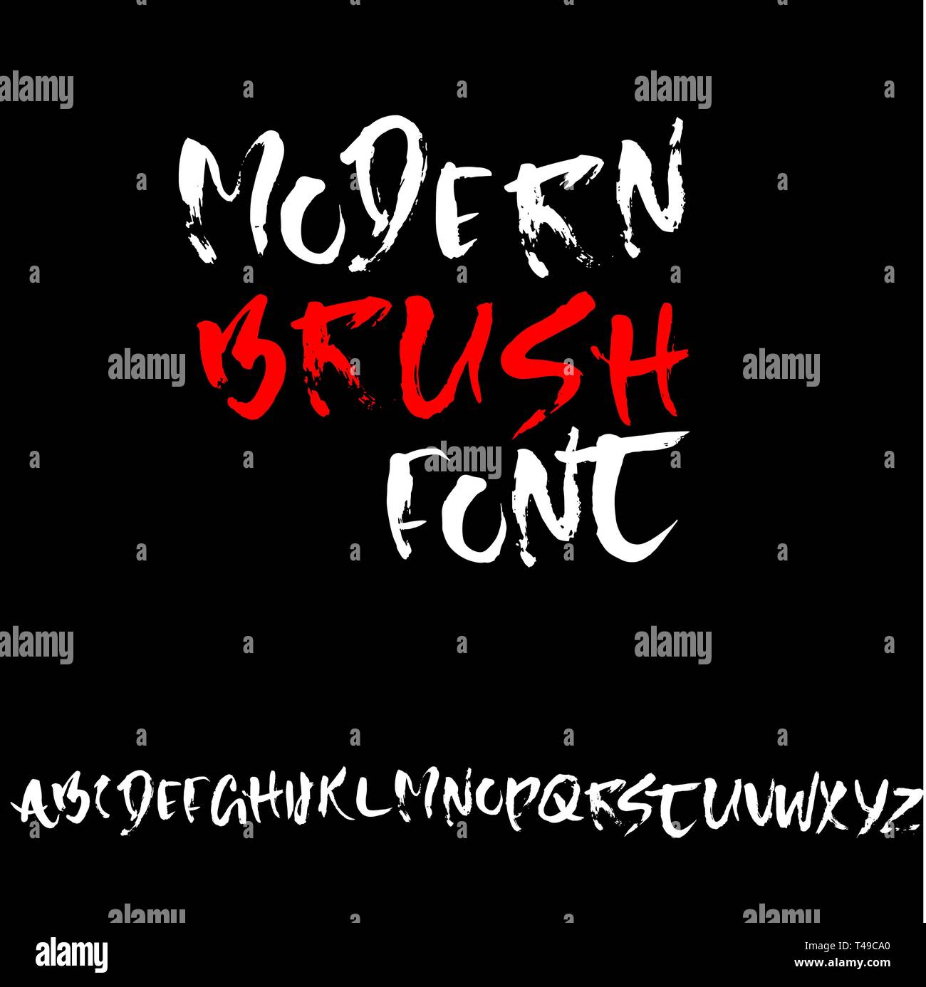 Hand drawn font made by dry brush strokes. Grunge style alphabet ...