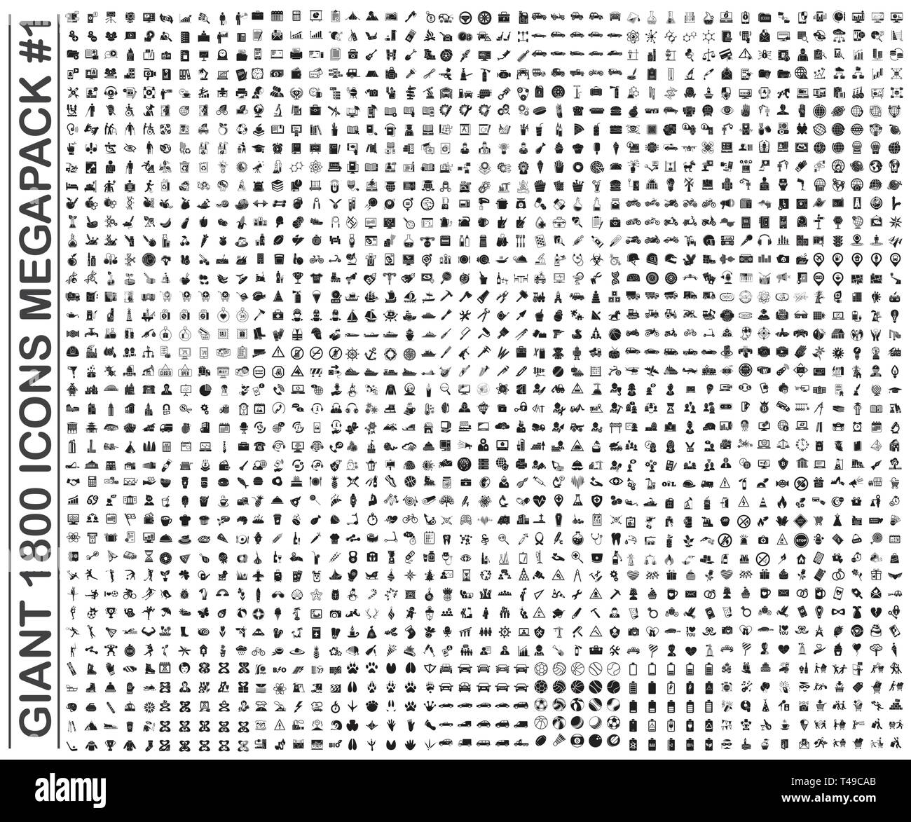 Big 1800 icons set on background for graphic and web design. Simple ...
