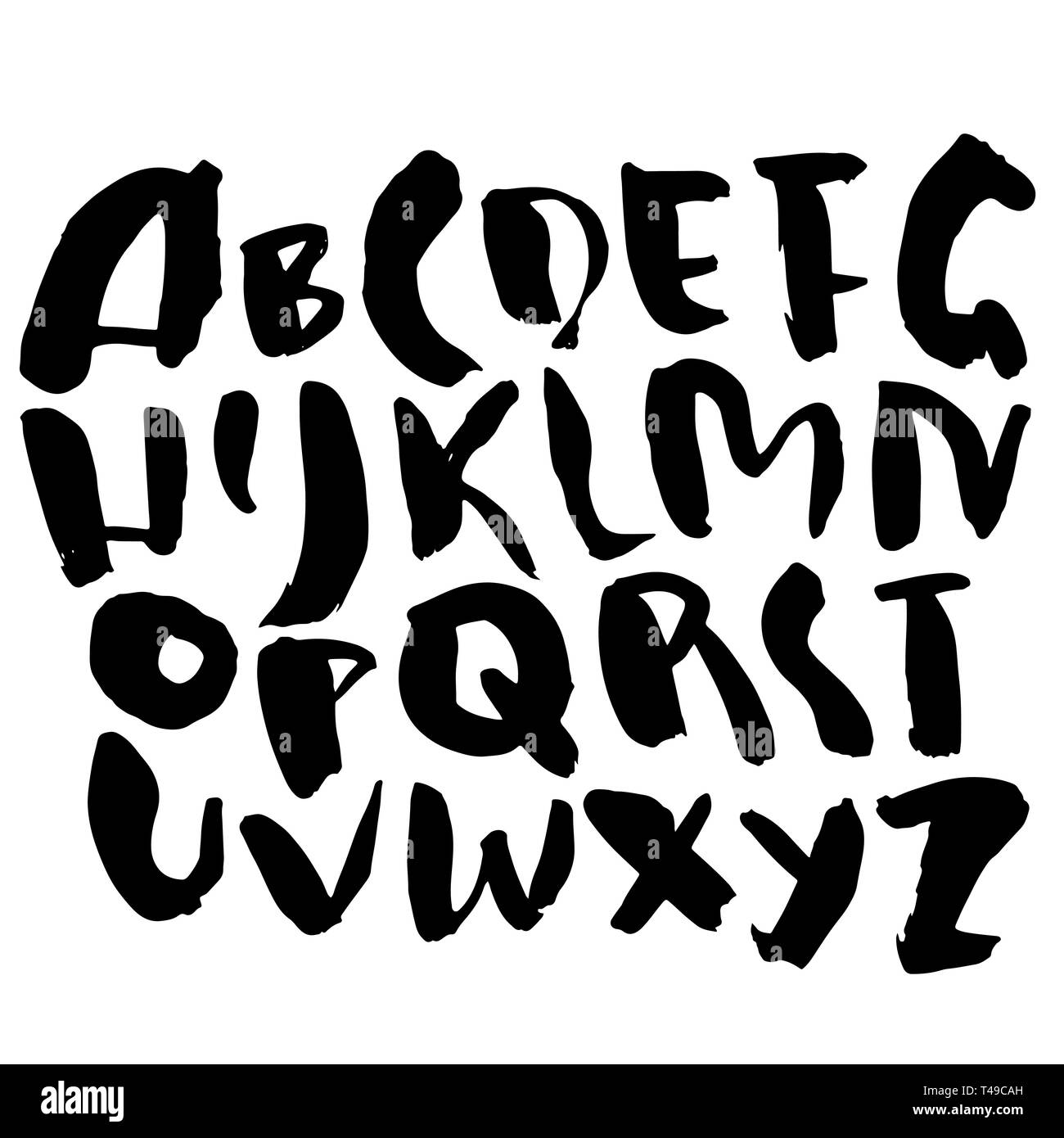 Hand drawn font made by dry brush strokes. Grunge style alphabet ...