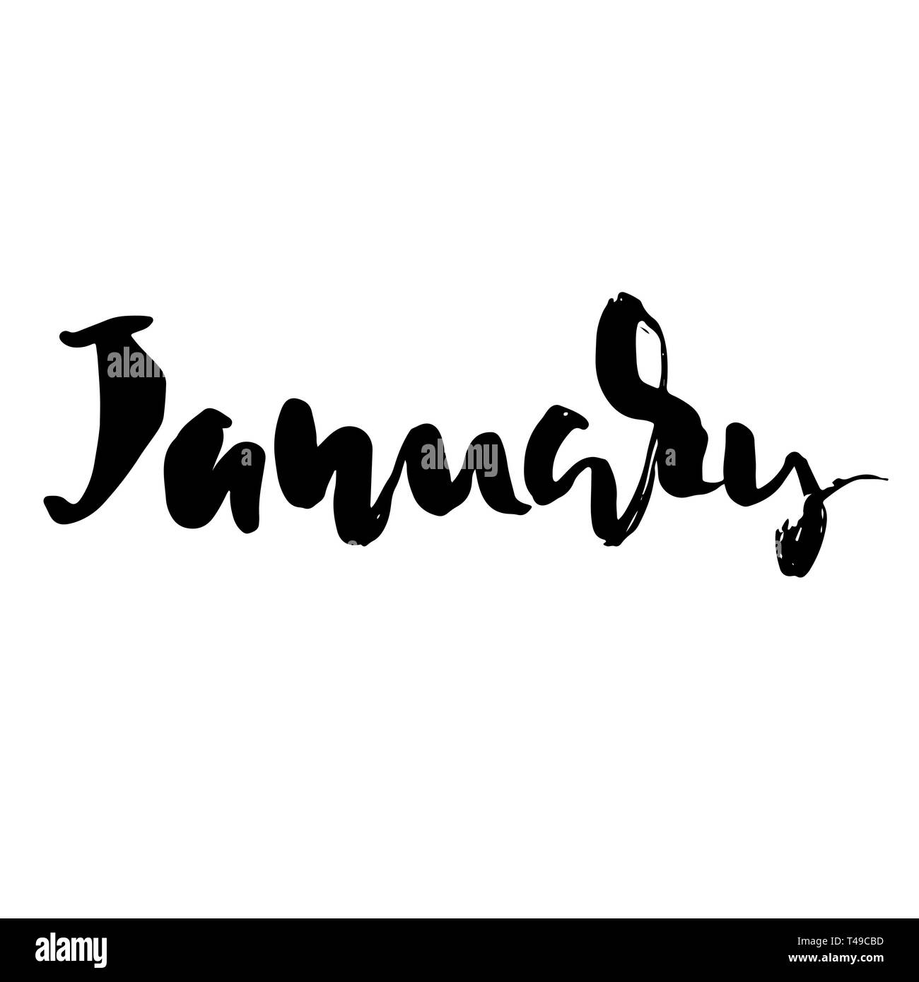 Modern brush lettering. January. Winter typography banner. Vector ...