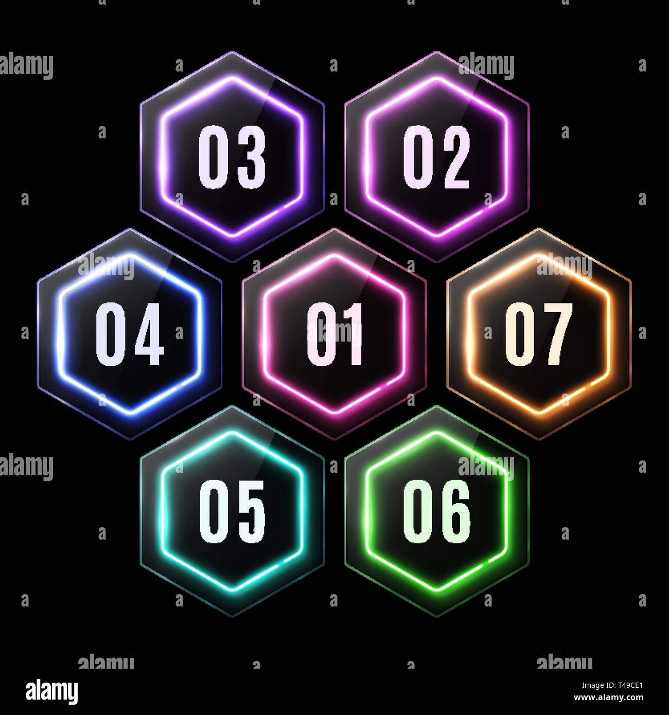 Colorful plastic neon hexagon banners Polygon logo Stock Vector Image ...
