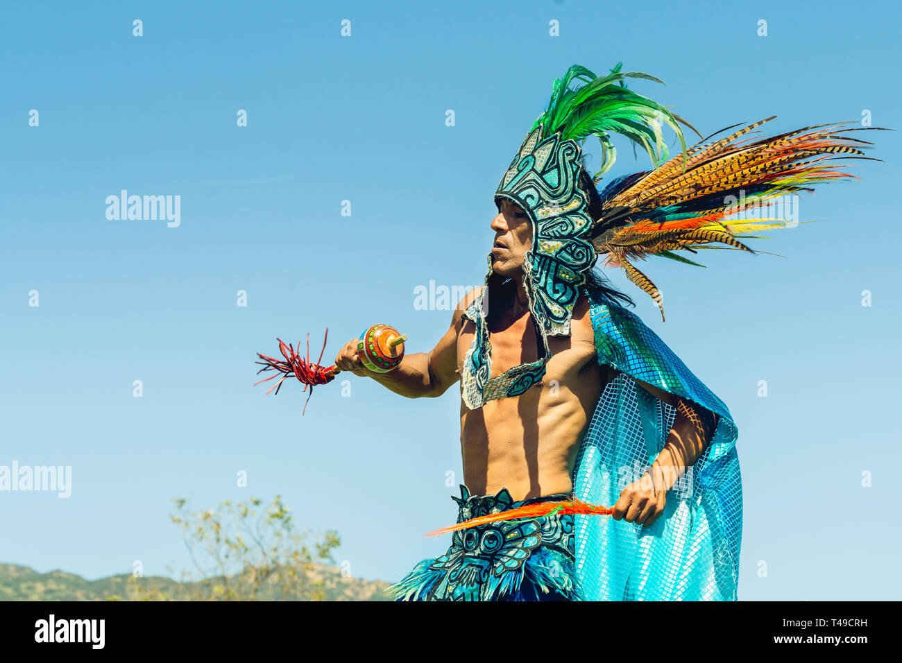 Native American Man in Full Regalia performing Traditional Dance at ...