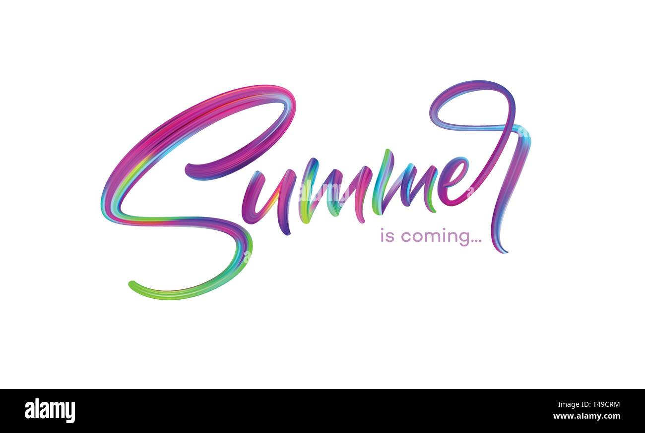 Summer Handwritten brush stroke acrylic paint lettering. Vector ...