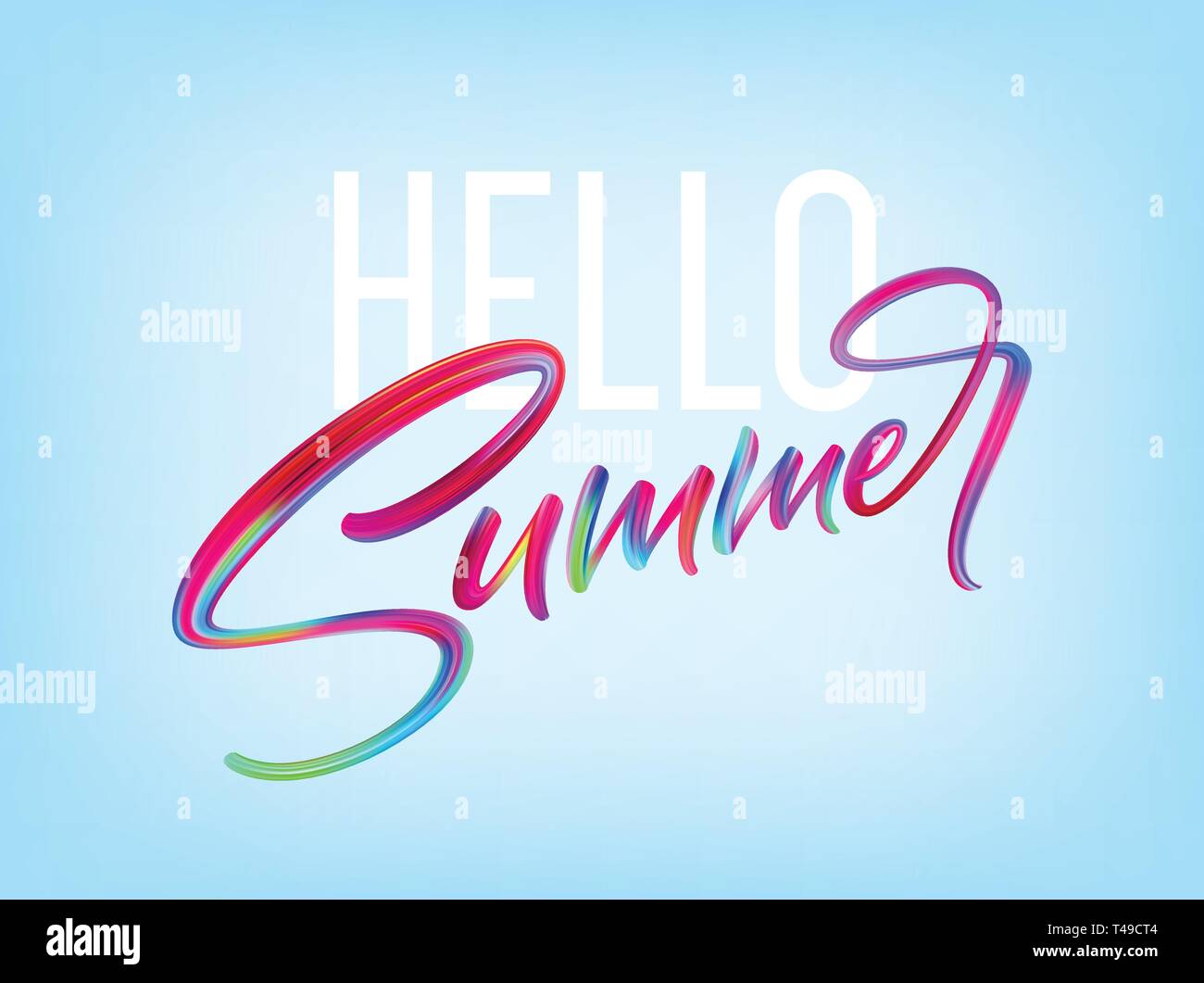Summer Handwritten brush stroke acrylic paint lettering. Vector ...