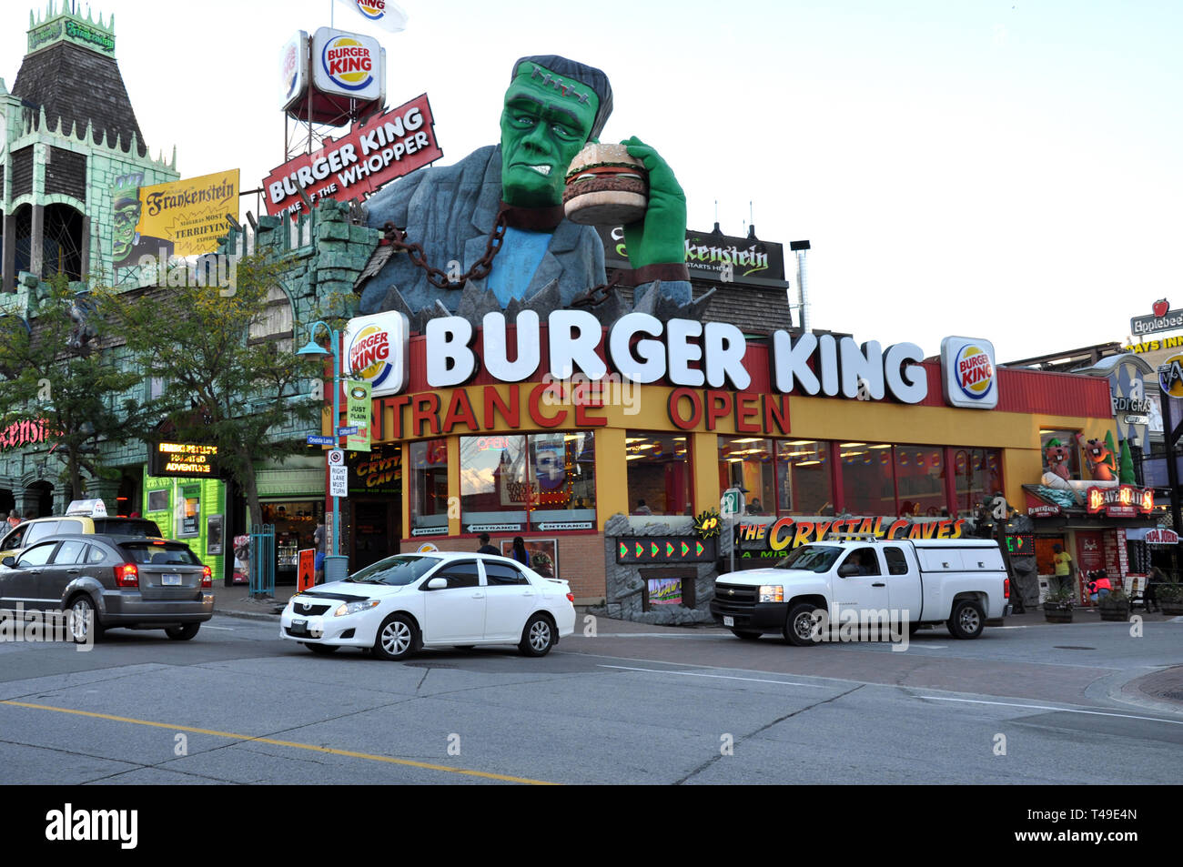 View of Frankenstein eating a Whopper at Burger King and other Tourist ...