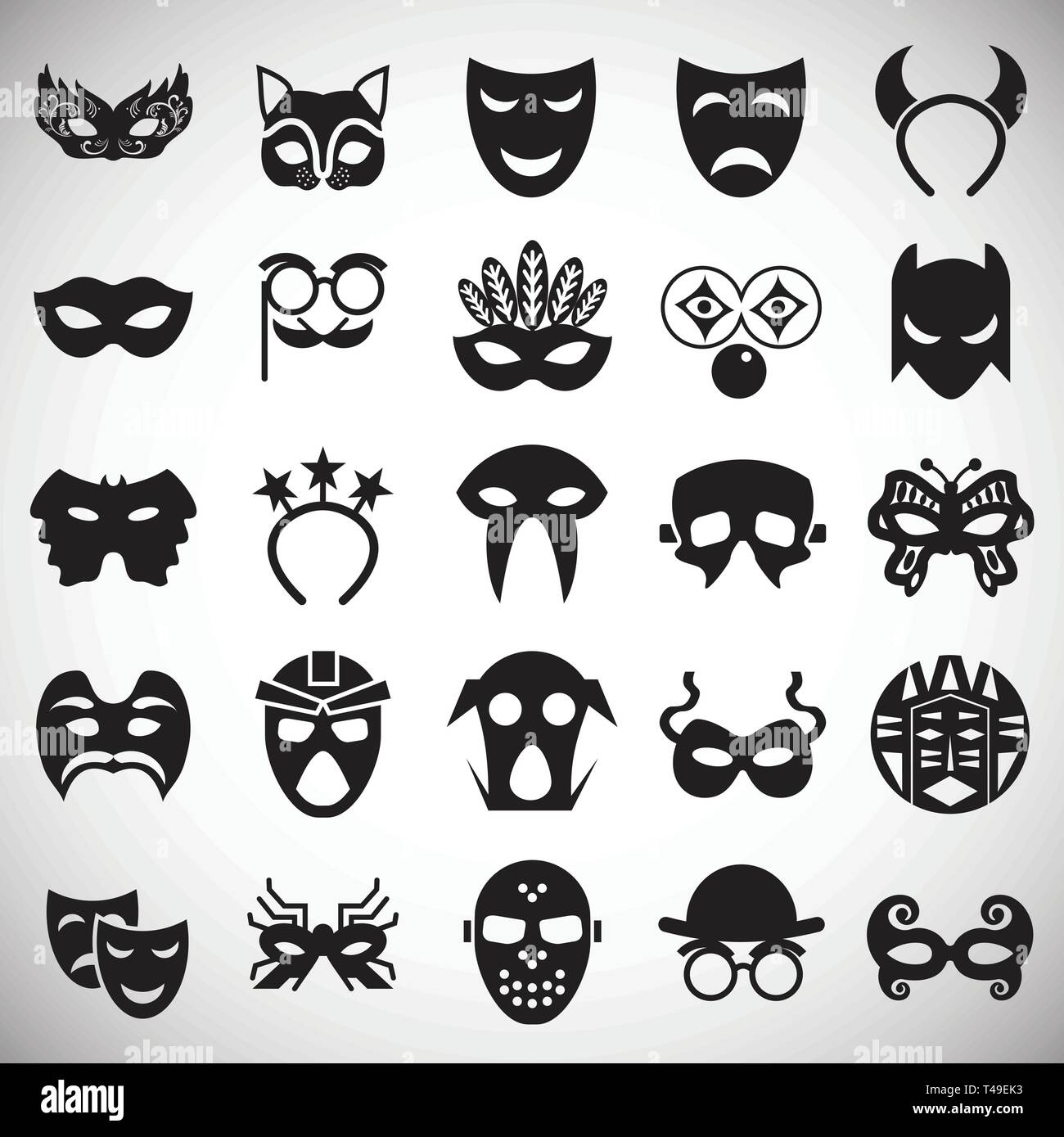 Masks icons set on white background for graphic and web design. Simple ...
