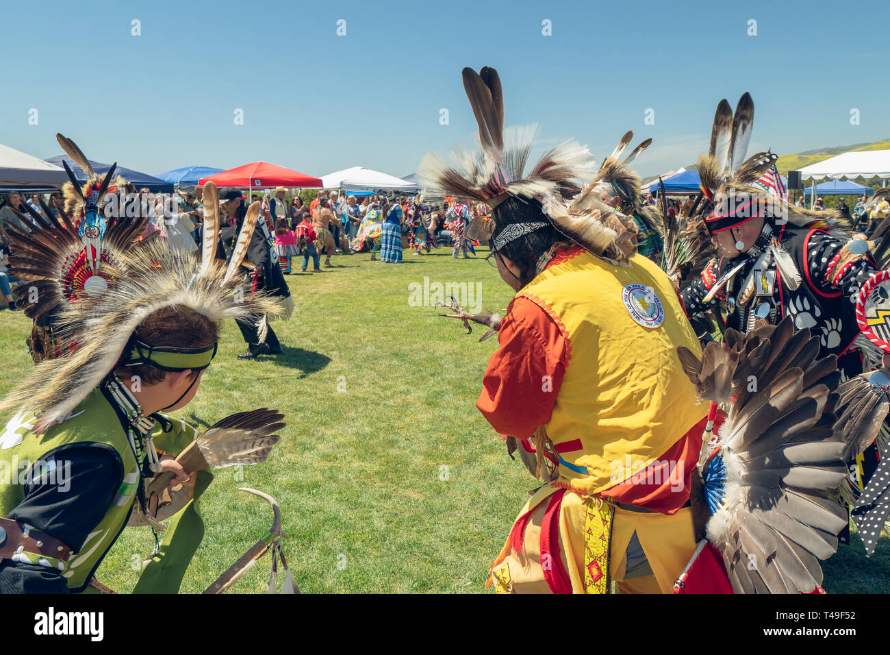 Men`s Traditional Dance simulates a warrior performing scouting duties ...