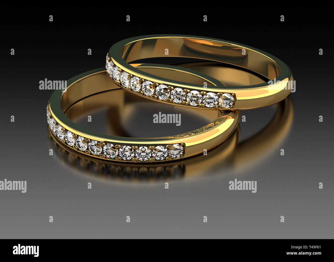 Golden wedding ring diamond 3d hi-res stock photography and images - Alamy