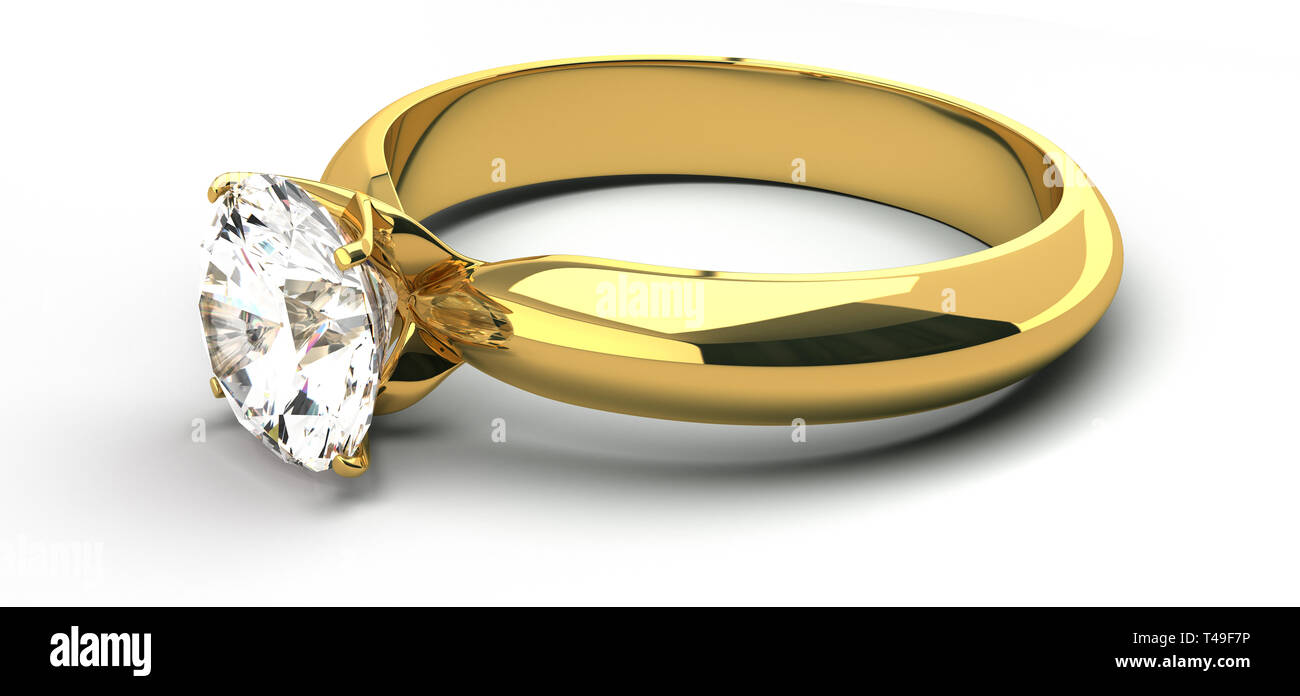 Solitaire ring on white background Stock Photo - Alamy