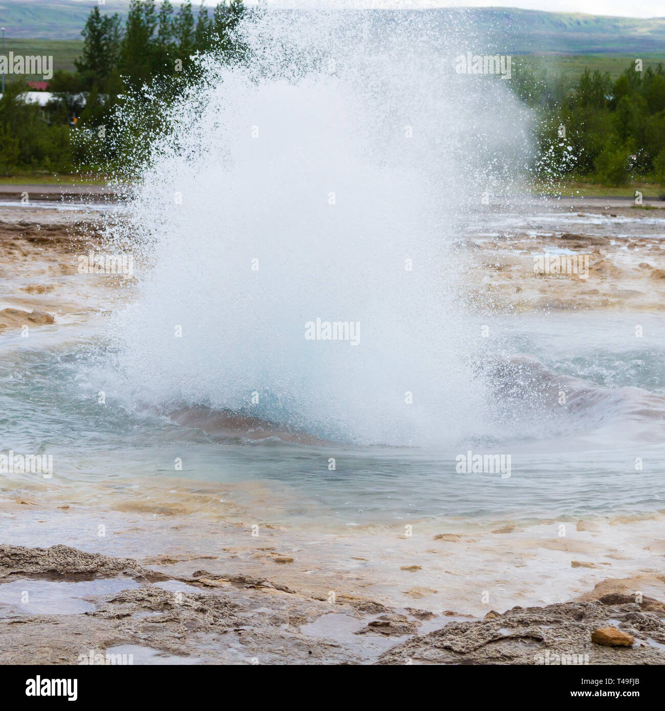 Strokkur geothermal area. Strokkur geyser eruption, Iceland Stock Photo ...