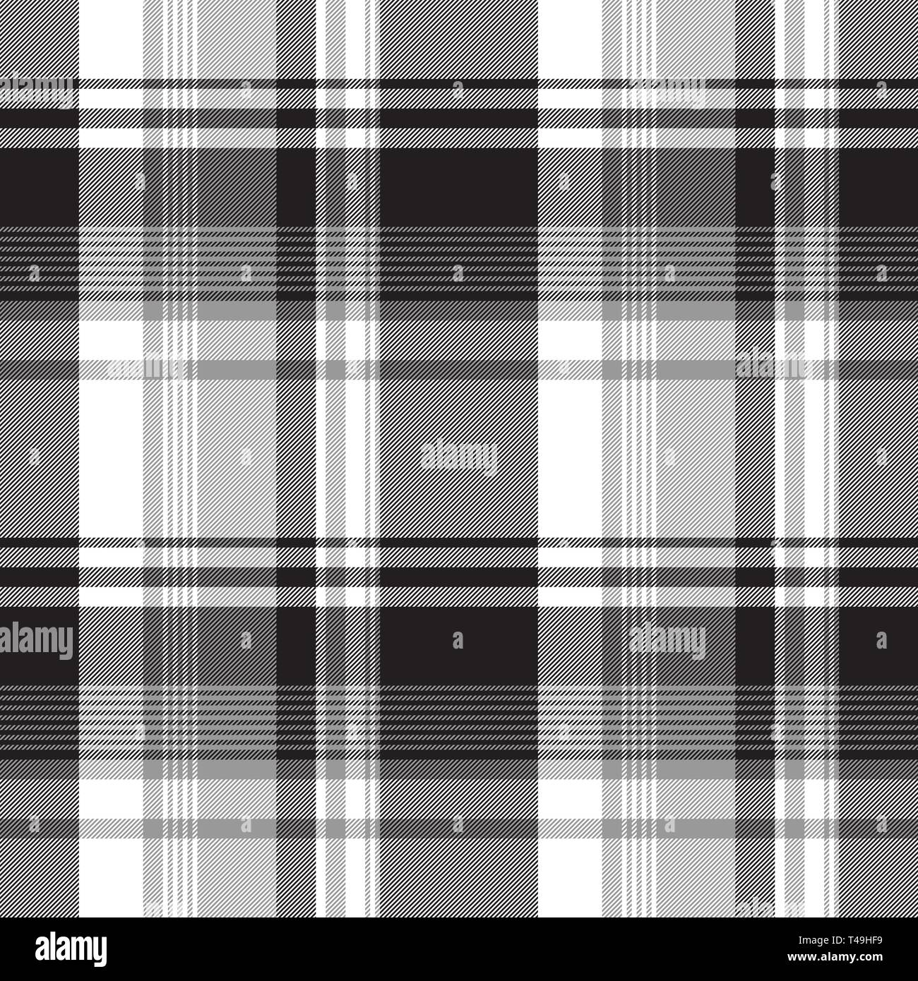 Grayscale black white check plaid seamless pattern. Vector illustration ...