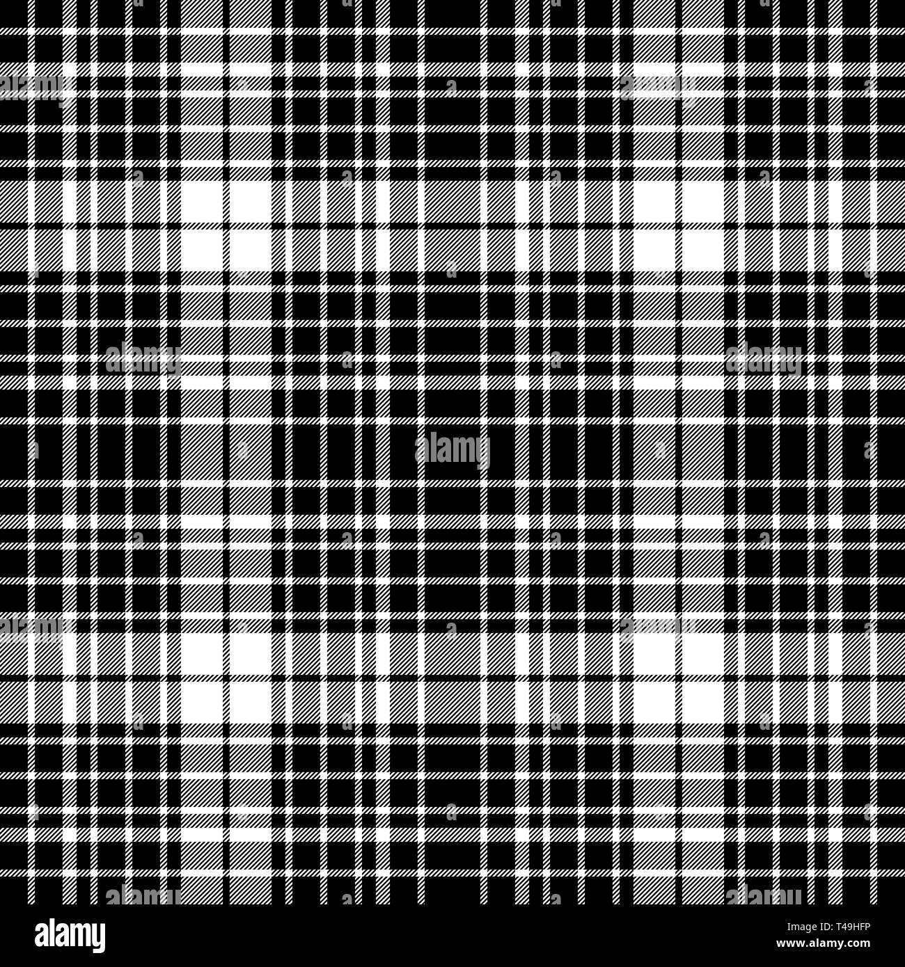 Black and white diagonal plaid seamless pattern. Vector illustration ...
