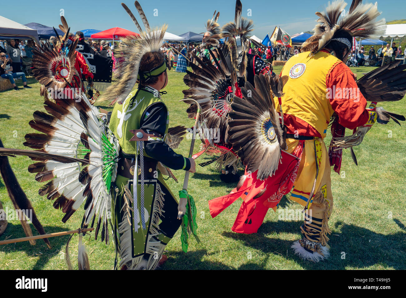 Native American Male Dancers at Pow-Wow in Malibu, California Stock ...