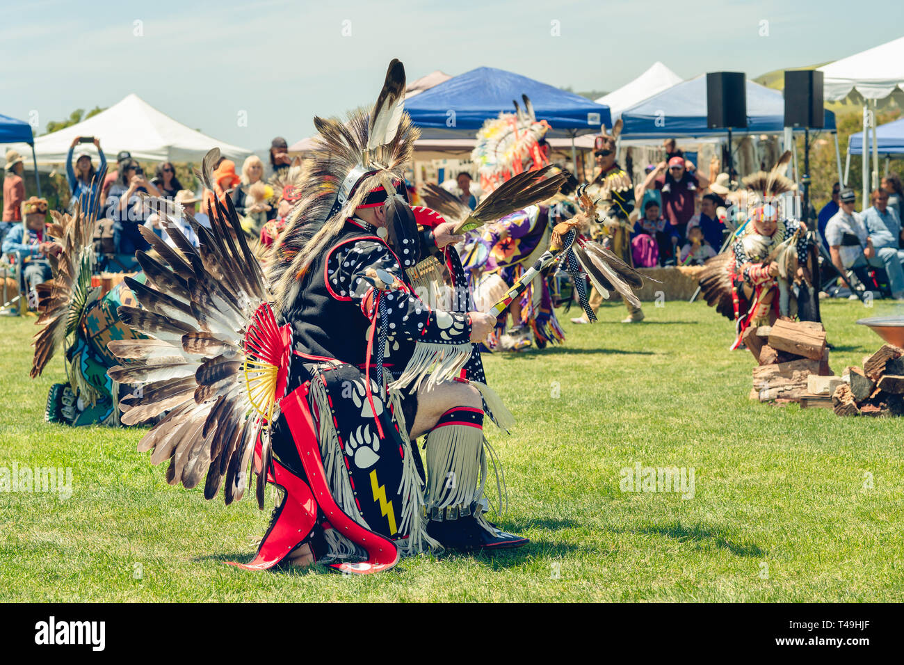 Native American Male Dancers at Pow-Wow in Malibu, California Stock ...