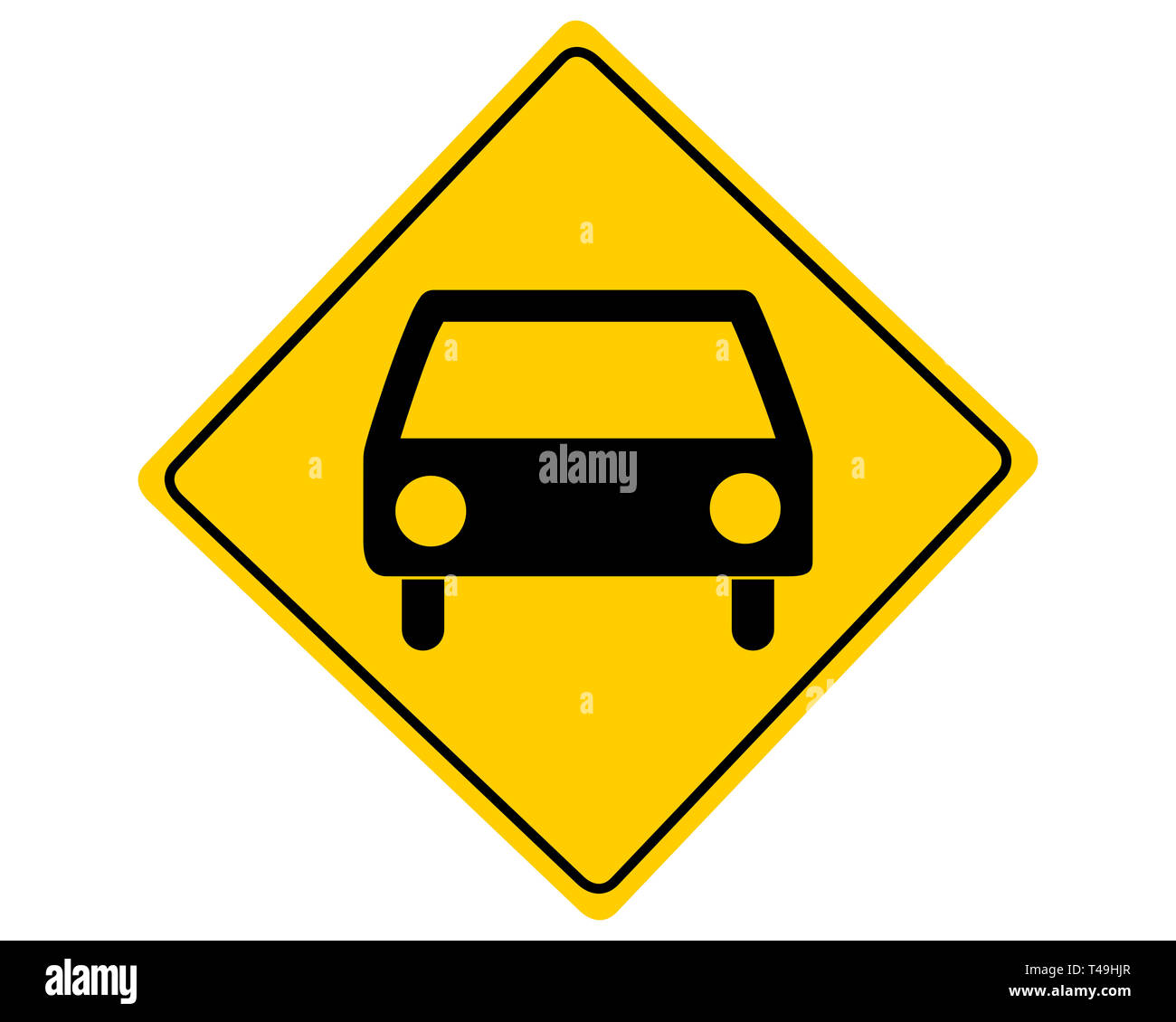 Traffic sign with car Stock Photo - Alamy