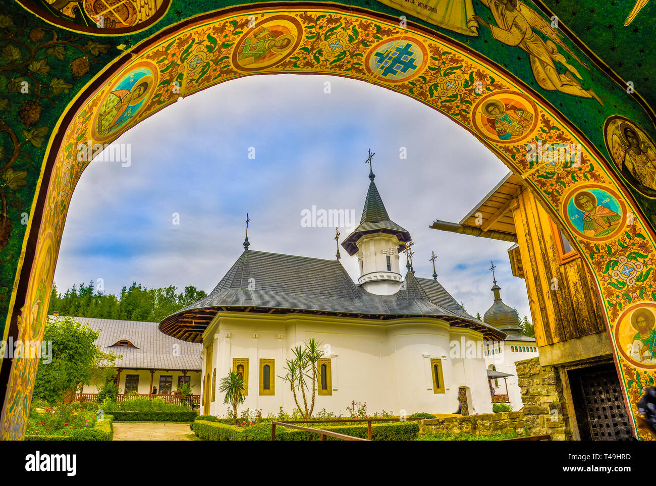 Sihastria orthodox church monastery, Moldavia, Bucovina, Romania Stock ...