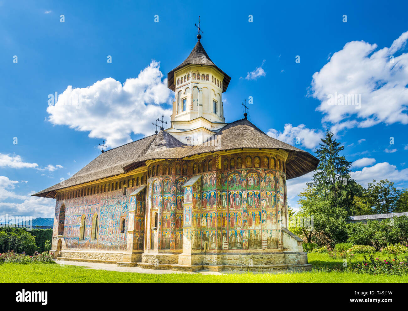 Moldovita orthodox church monastery, Moldavia, Bucovina, Romania Stock ...