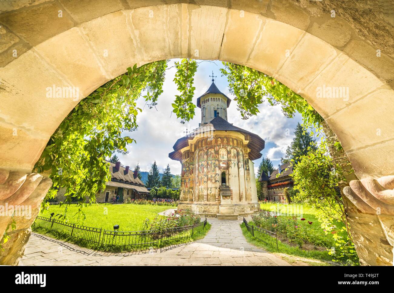 Moldovita orthodox church monastery, Moldavia, Bucovina, Romania Stock ...