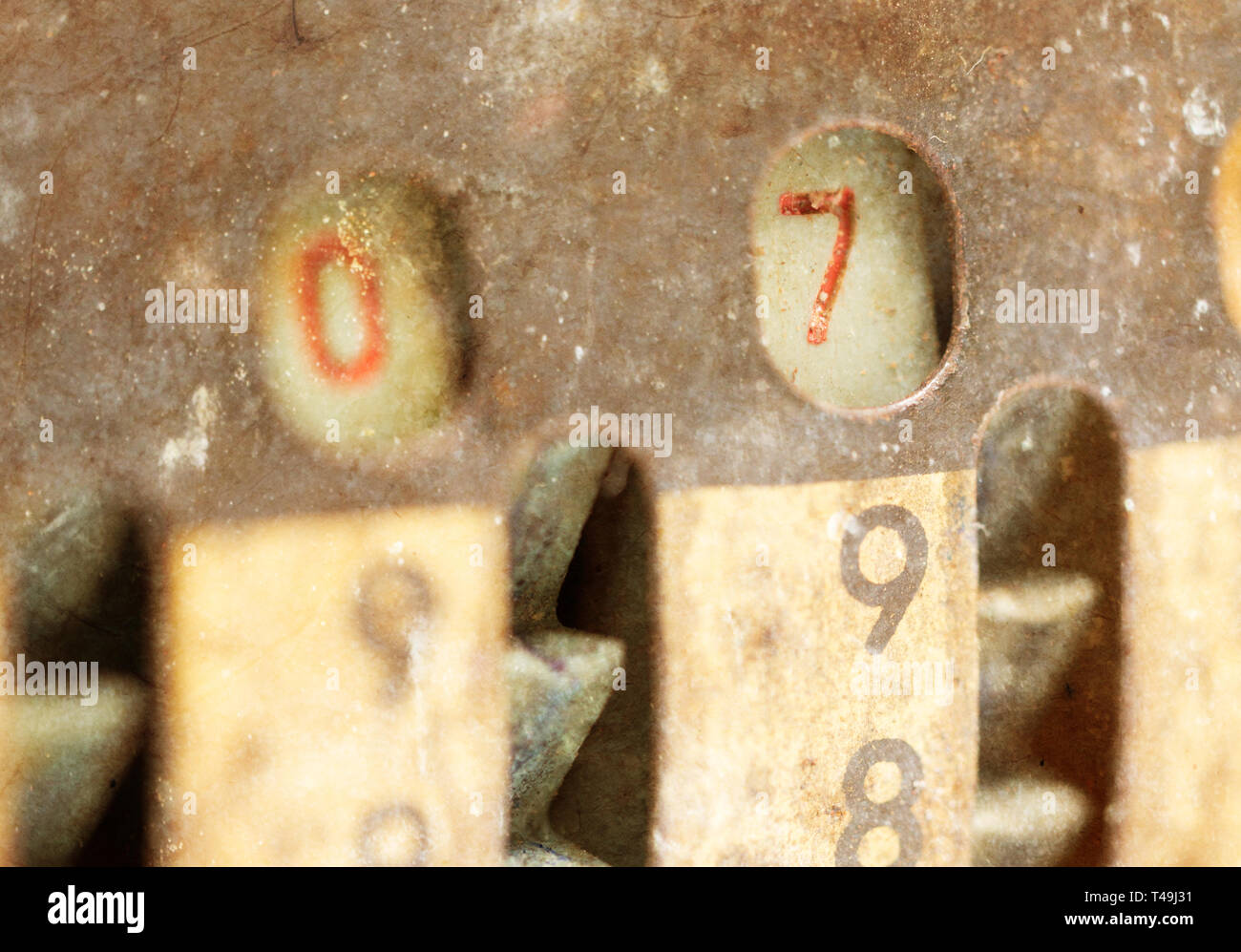 Vintage manual adding machine isolated on white, selective focus - 7 ...