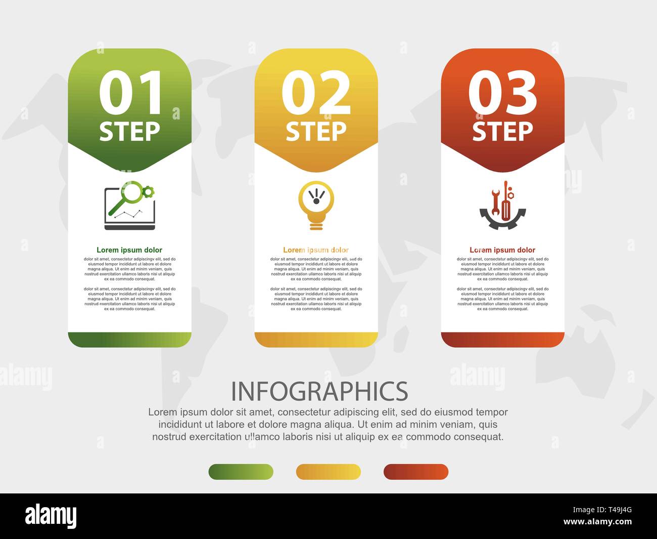 Modern 3D vector illustration. Infographic template with three elements ...