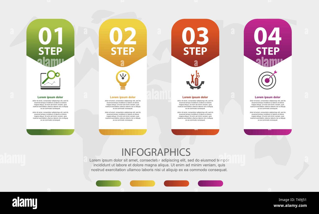 Modern 3D vector illustration. Infographic template with four elements ...