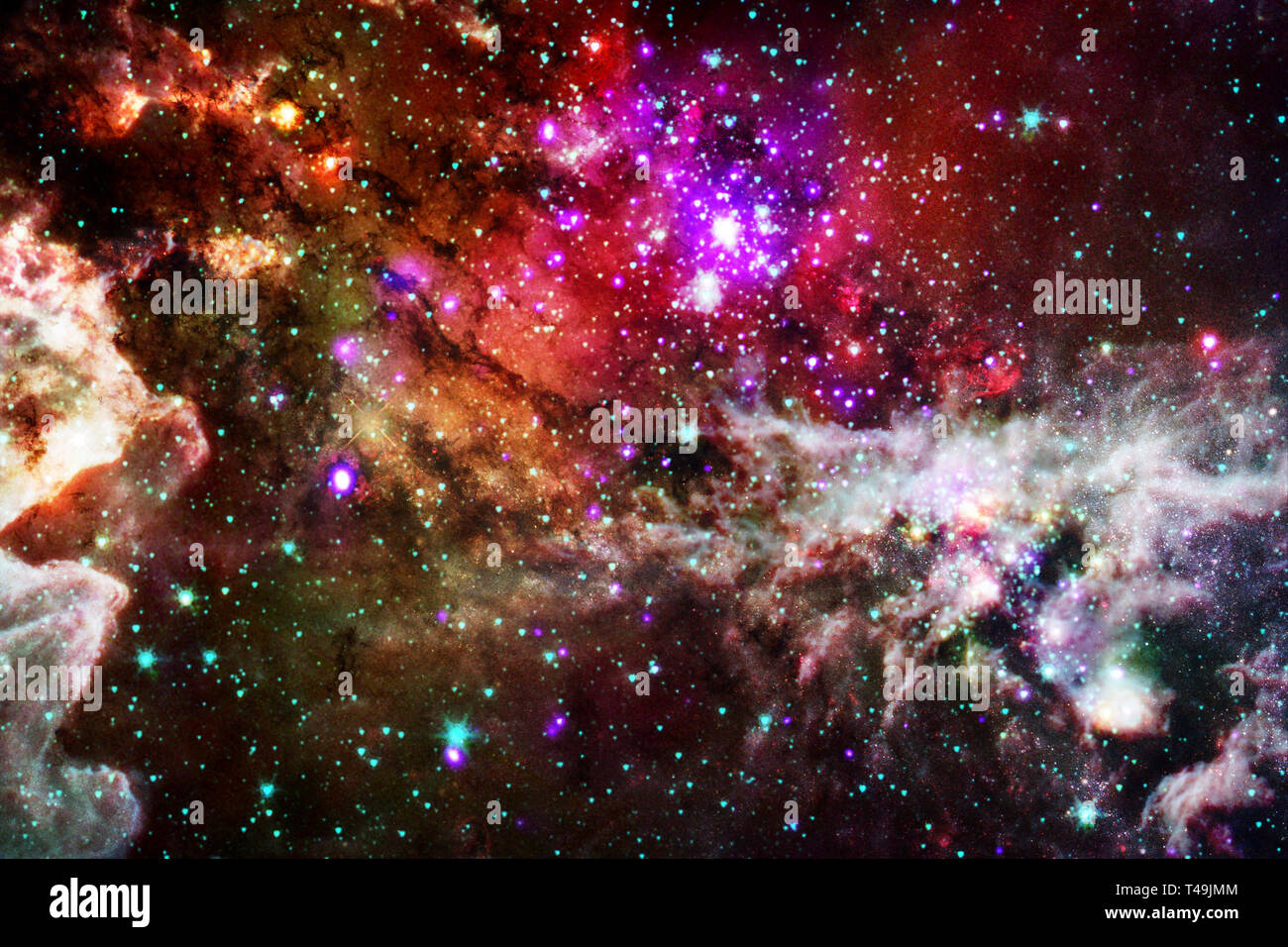 Nebulae and stars in outer space, glowing mysterious universe. Elements ...