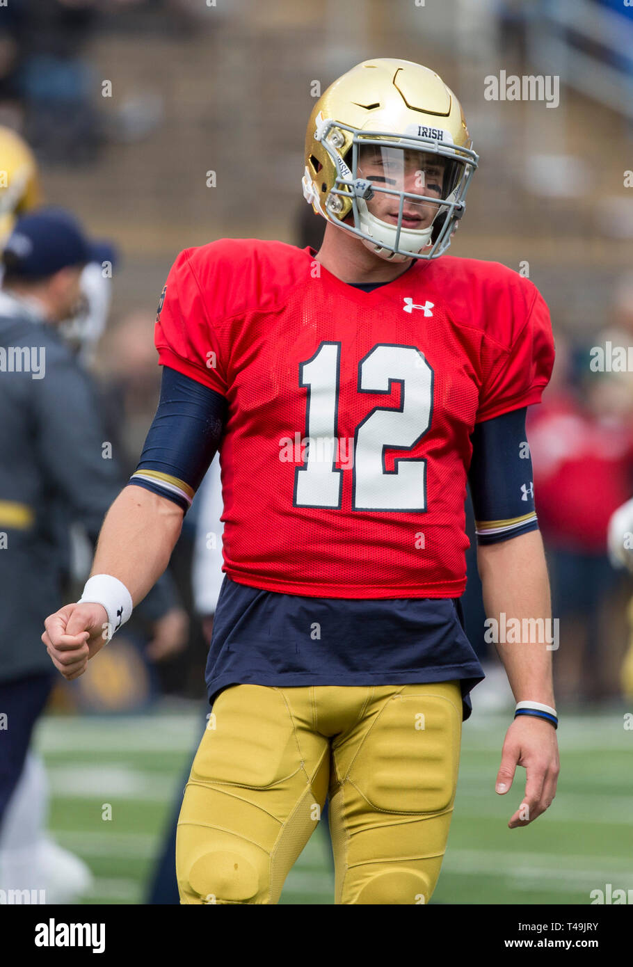 South Bend, Indiana, USA. 13th Apr, 2019. Notre Dame quarterback Ian ...