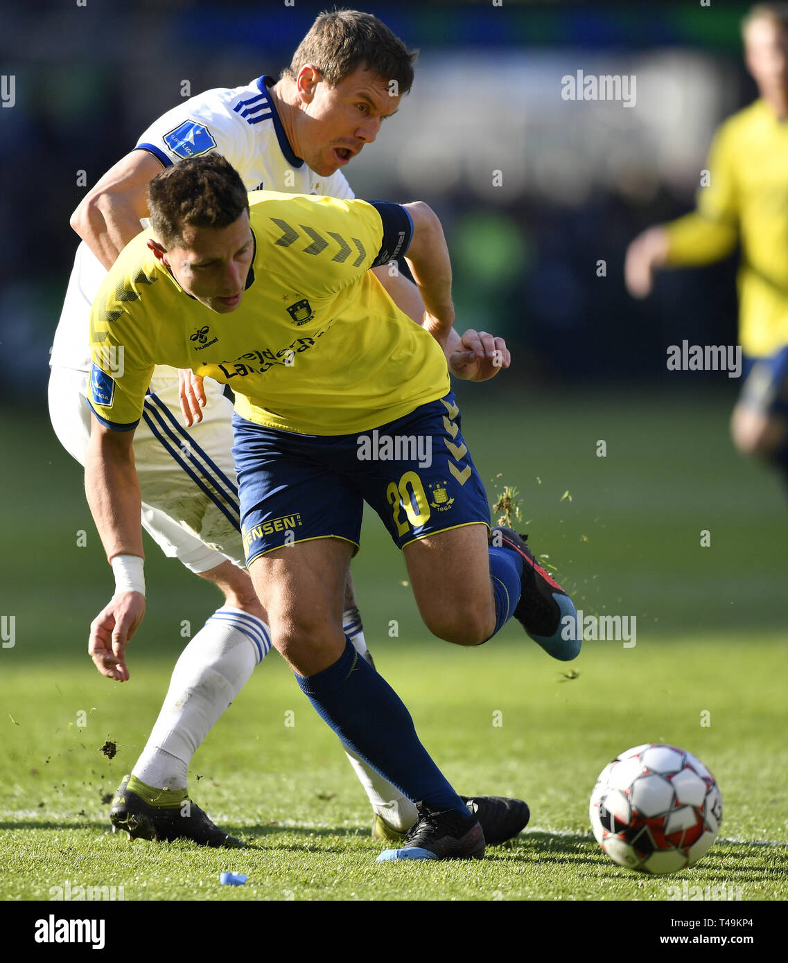 Brondby, Denmark. 14th Apr, 2019. Andreas Bjelland, FC Copenhagen is ...
