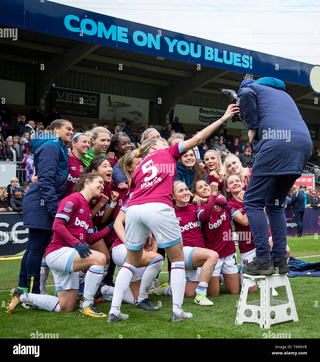 High Wycombe, UK. 14th Apr, 2019. Gilly Flaherty of West Ham United ...